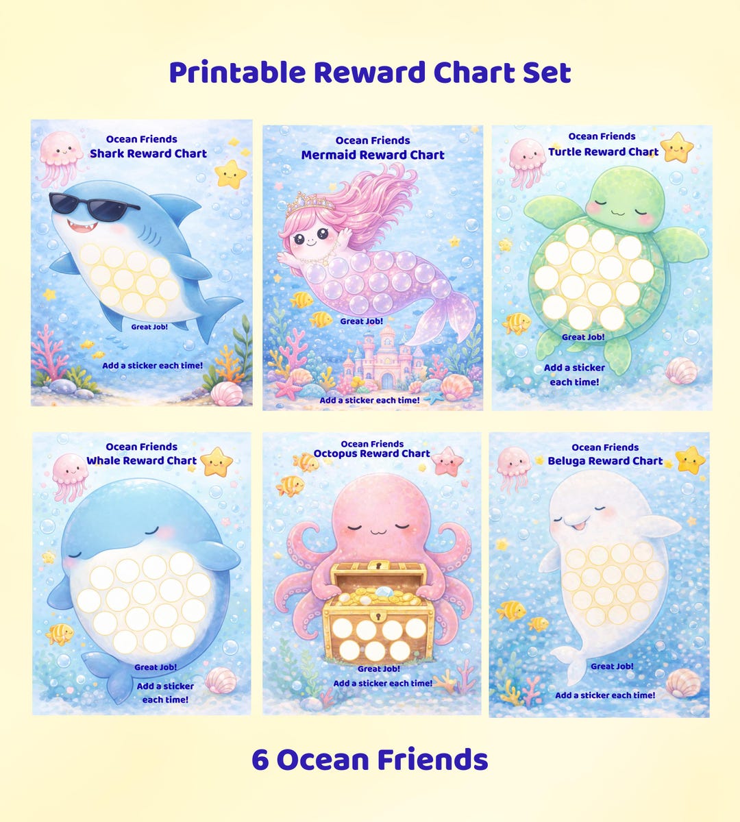 Ocean Reward Chart Set for Kids | Behavior Chart Bundle | Printable - Etsy