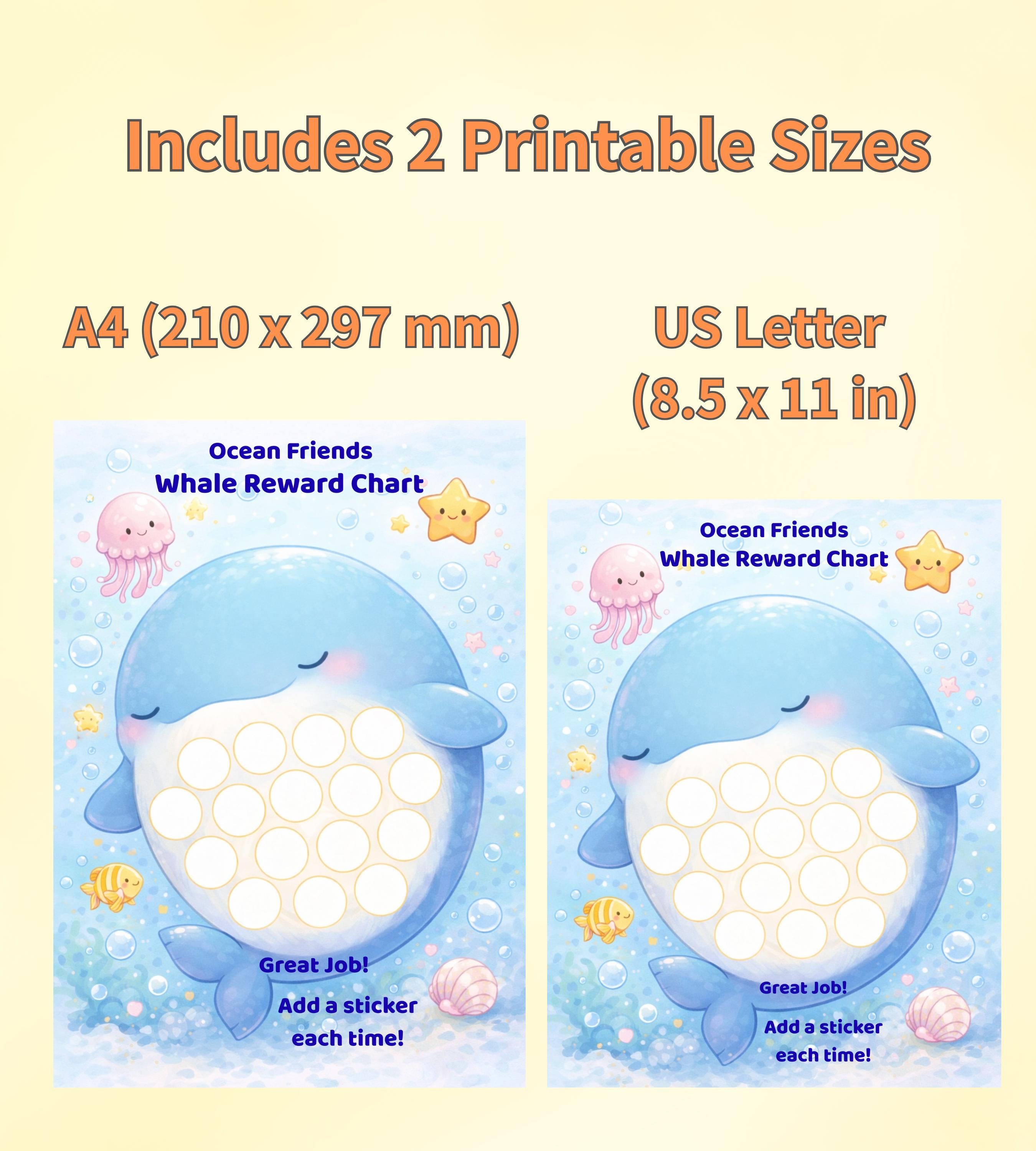 Whale Reward Chart for Kids | Ocean Animals Sticker Chart - Etsy