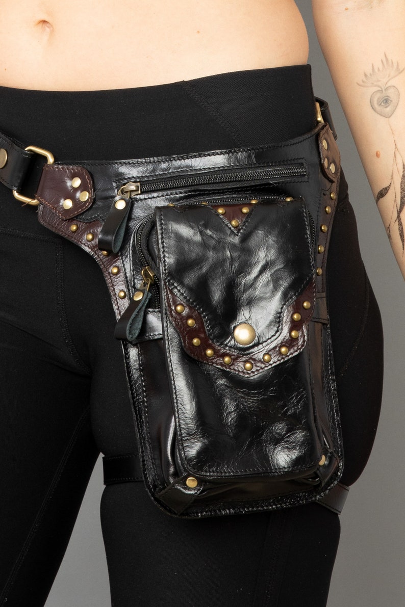 Leather Hip Bag With Leg Strap Drop Leg Pouch With Leg Strap | Etsy