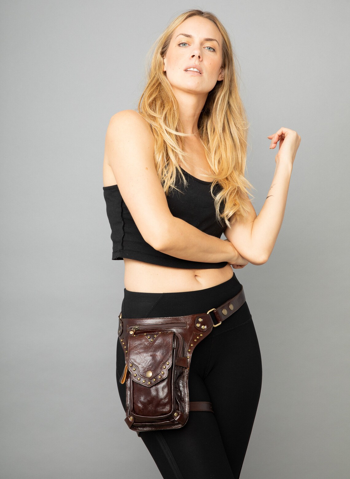 Multi-pocket Leg Pack Genuine Leather Drop Leg Bag - Cowhide Waist Pack ...