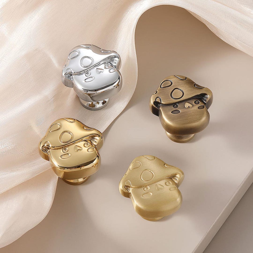 Knobelle Momo Mushroom Cabinet Knob: Solid Brass Drawer Pull - Gold or ...