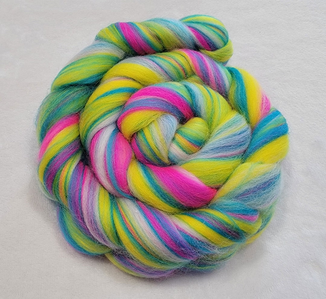 Multi-colored Merino Combed Top - 100 Grams - Neon - Wool Spinning ...
