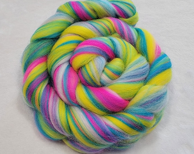 Multi-colored Merino Combed Top - 100 Grams - Neon - Wool Spinning ...