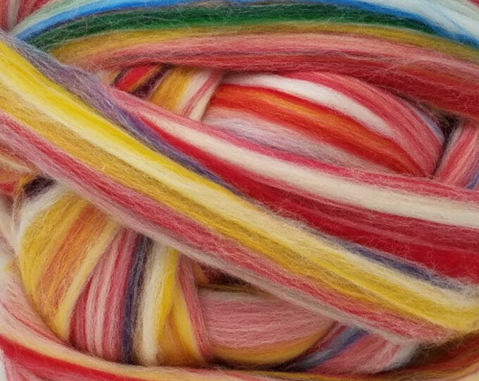 Multi-colored Merino Combed Top - 4 Oz - Holly Berry - 21.5 Micron ...