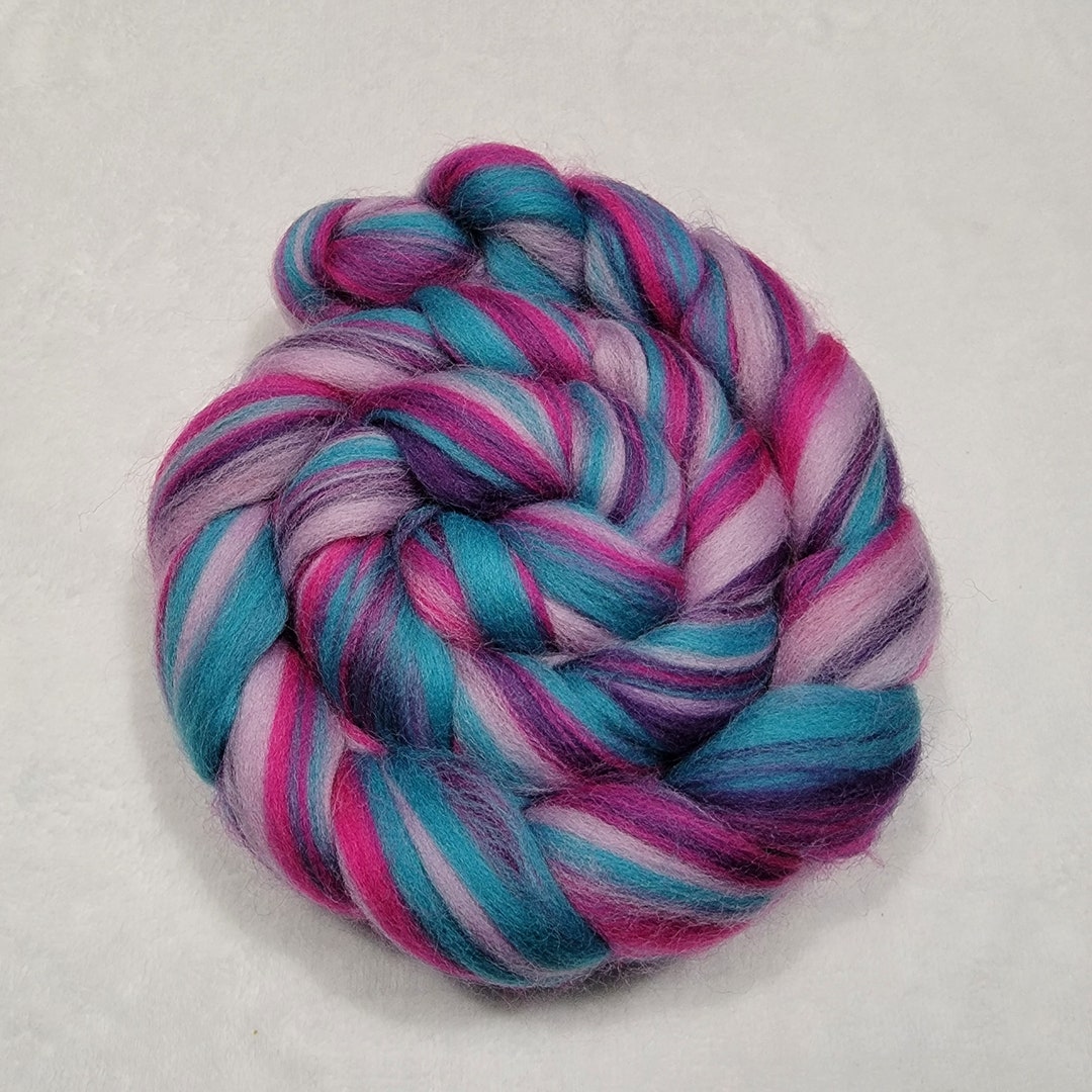 Multi-colored Merino Combed Top - 100 Grams - Bubblegum Surprise - Wool ...