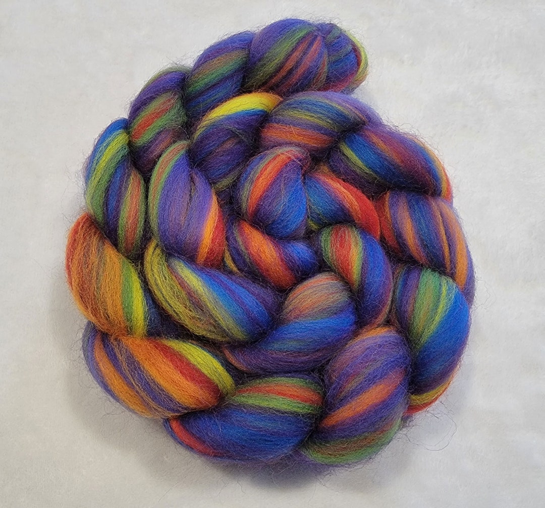 Multi-colored Merino Combed Top - 100 Grams - Rainbow - Wool Spinning ...