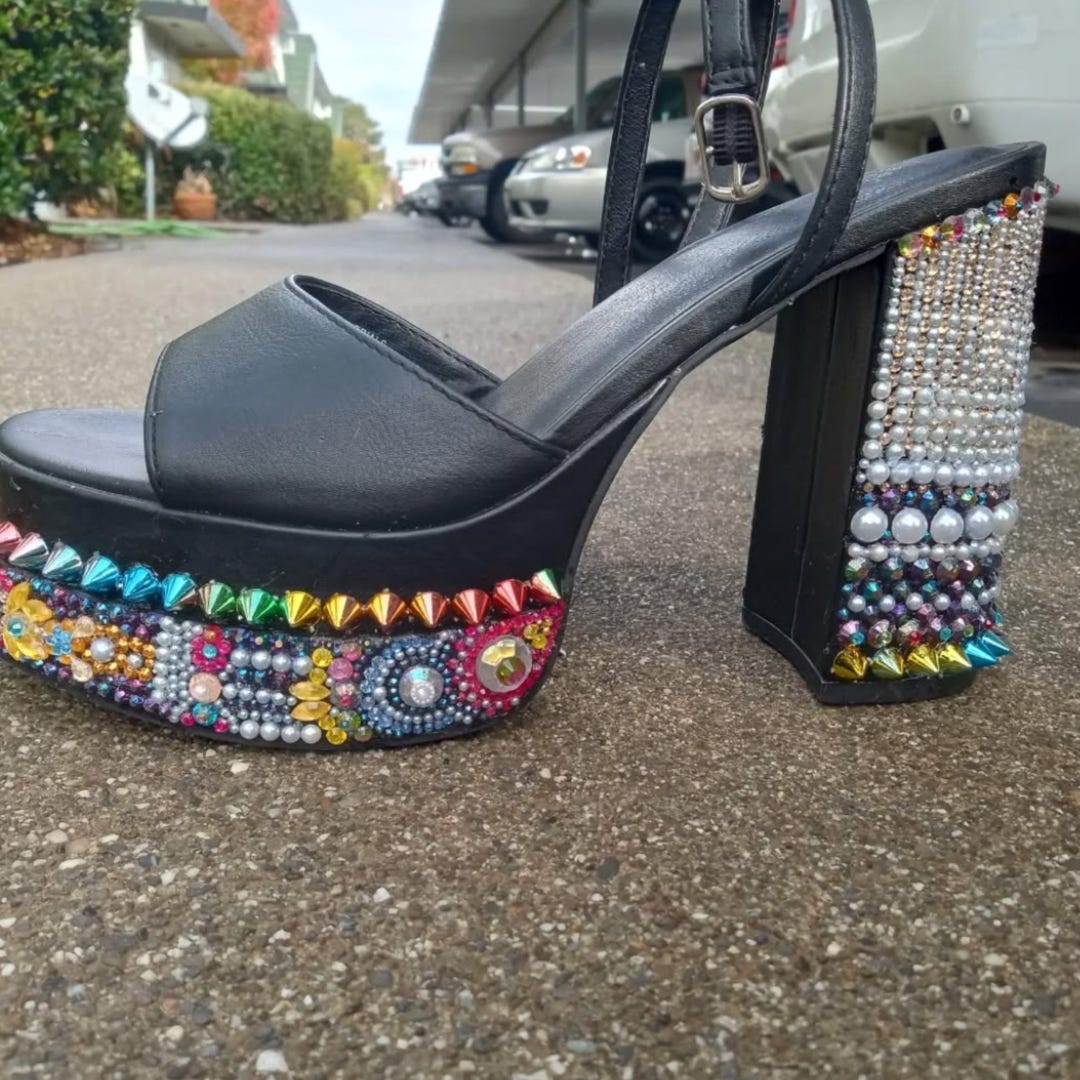Black Sparkly Rhinestone High Heels: Bedazzled Party Prom Shoes - Etsy