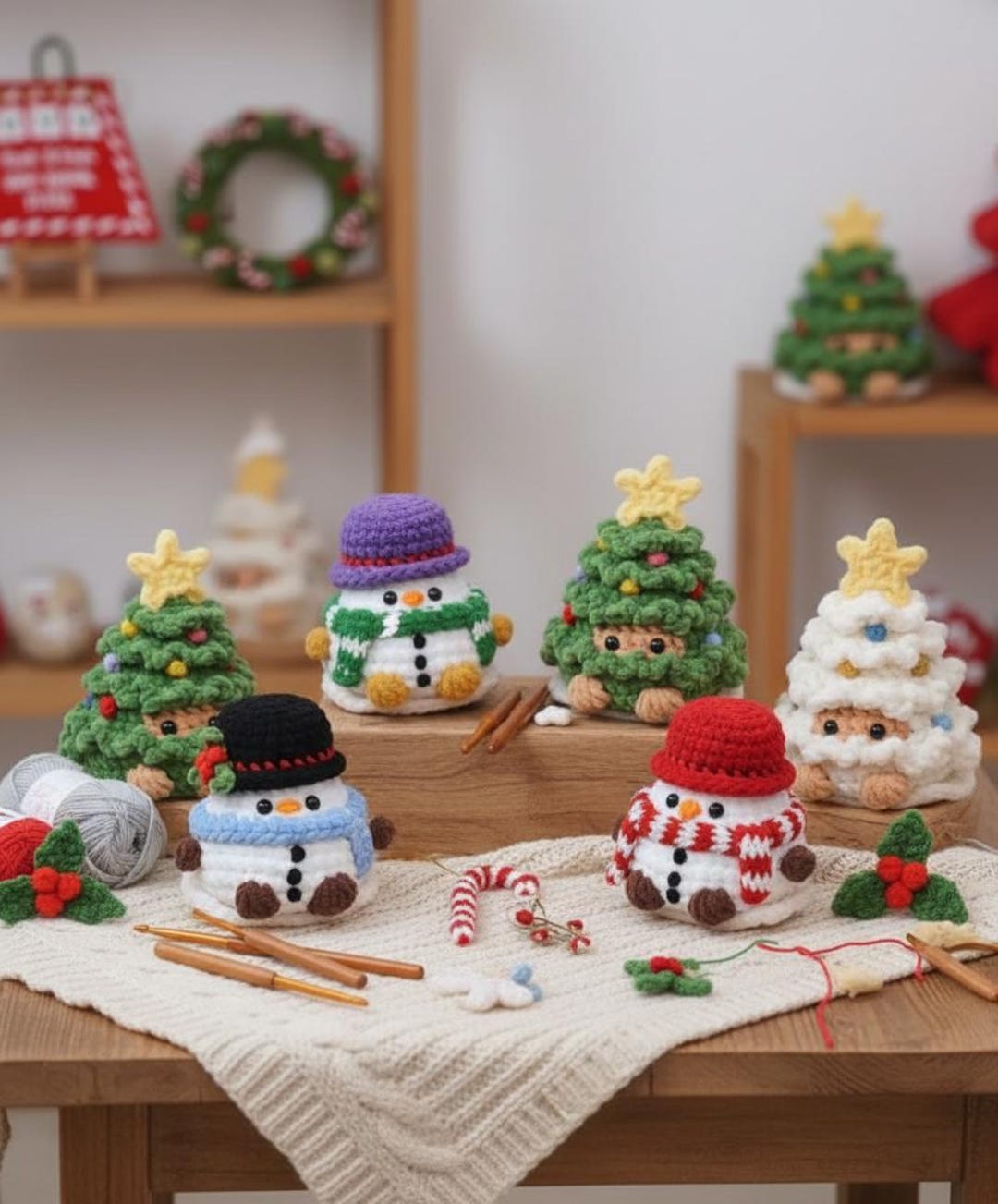 2in1 Pine Tree Snowman on Swing Car Hanging Crochet Pattern Pdf,cute ...