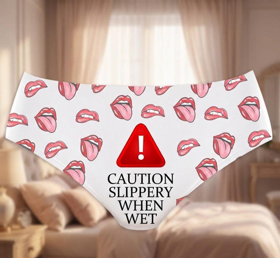 Funny Women's Underwear Brief, Funny Red Warning Symbol, Valentine's ...