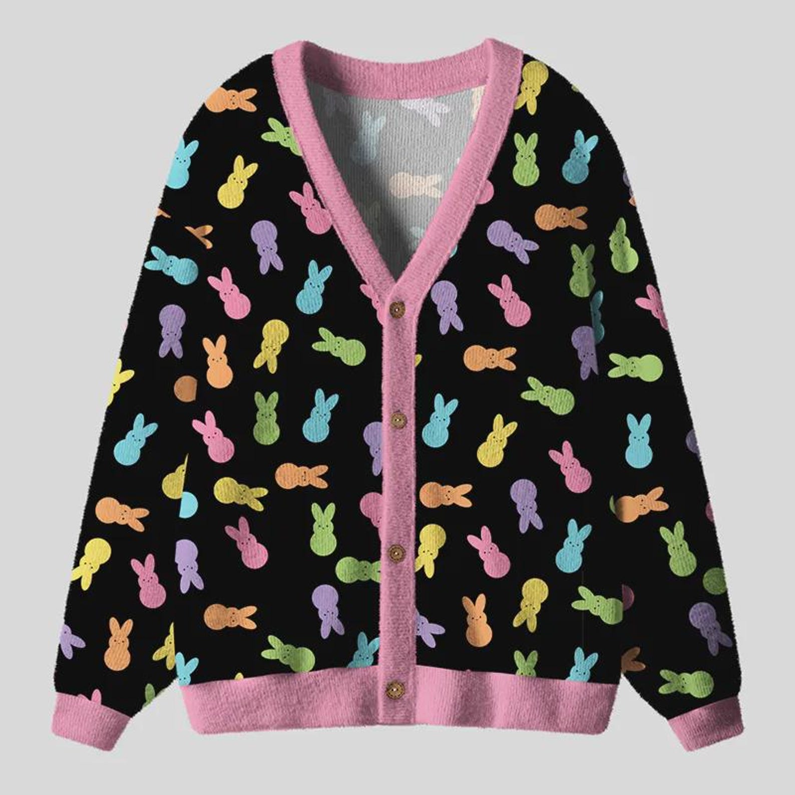 Colorful Easter Bunny Ugly Cardigan Sweater, Happy Easter Shirt, Easter ...