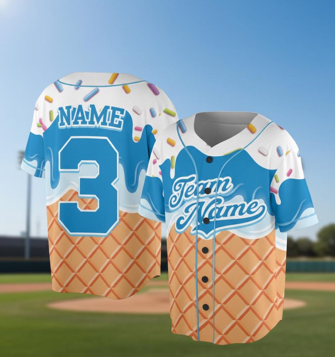 Personalized Ice Cream Drip Baseball Jersey, Custom Team Name Shirt ...