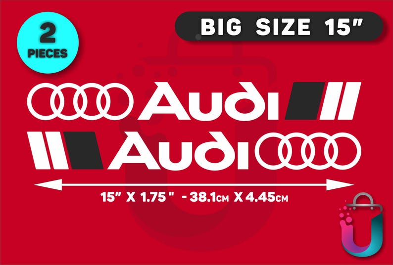 Audi Racing Decals - 15" Vinyl Car Stickers, Side Skirt Emblems (set of ...