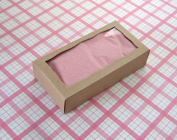 10 Small Kraft Boxes With Rectangle Window 4 1/4 X 2 1/4 X 1 - Etsy