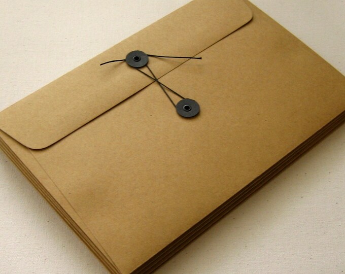 10 Kraft String and Button Envelopes 6 X 9 Inches Booklet Style A5 ...