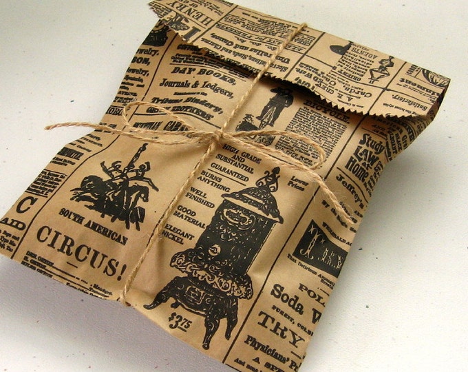 100 Newspaper Print Kraft Bags Newsprint Vintage Style 6 1/4 X - Etsy