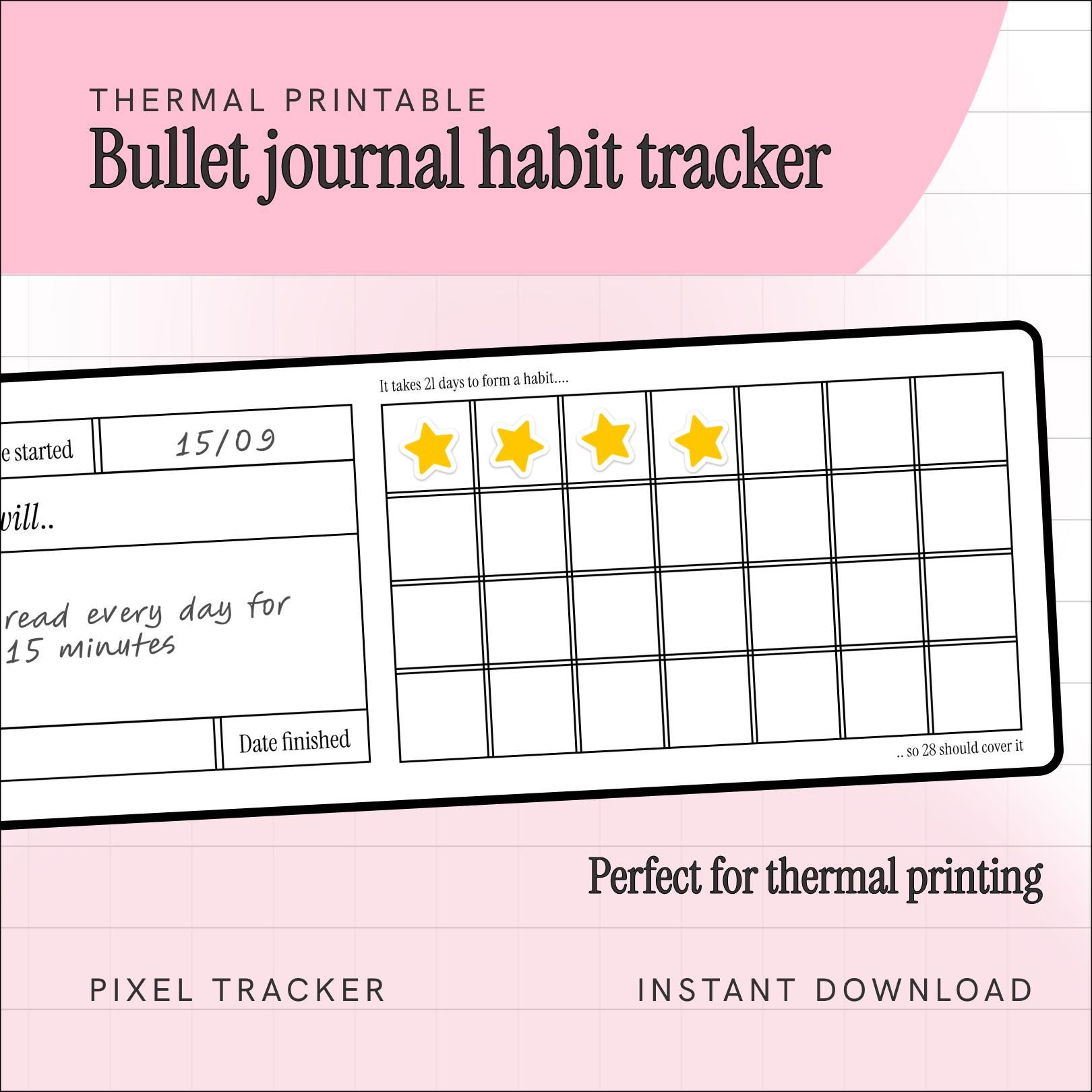 Pixel Habit Tracker Printable | Digital & Thermal Printer Templates ...