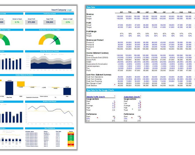 CEO Executive Dashboard - Excel Template | Financial Dashboard ...