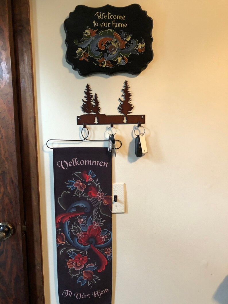 Norwegian Rosemaled Welcome Wall Hanging | Norway Art | Hand-painted ...