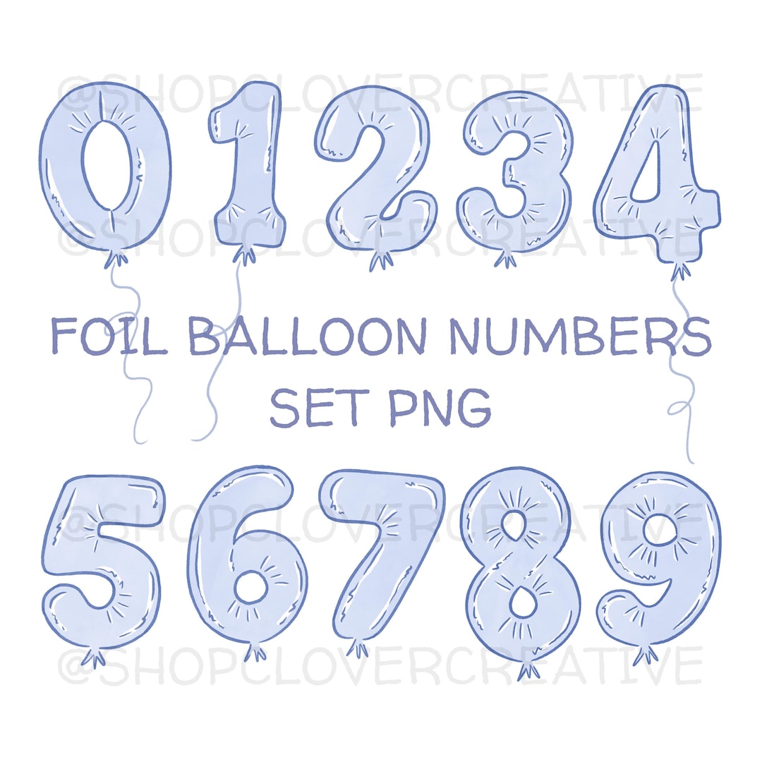 BLUE Foil Balloon Numbers Set PNG - Etsy