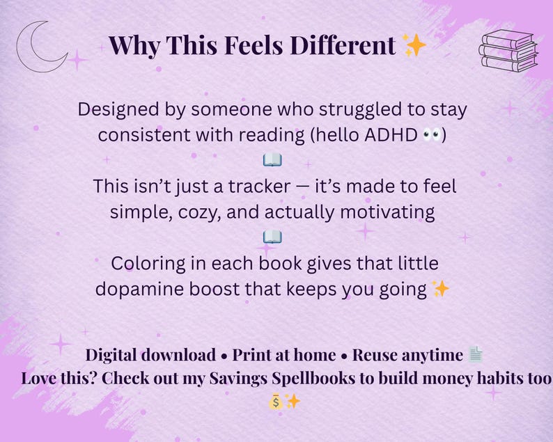 Enchanted Reading Tracker | Cozy Witchy Book Log (printable PDF) - Etsy