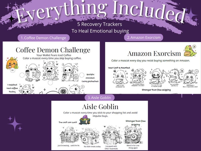 5 No Spend Challenge Bundle Printable: Spooky Cute Coloring Icons ...