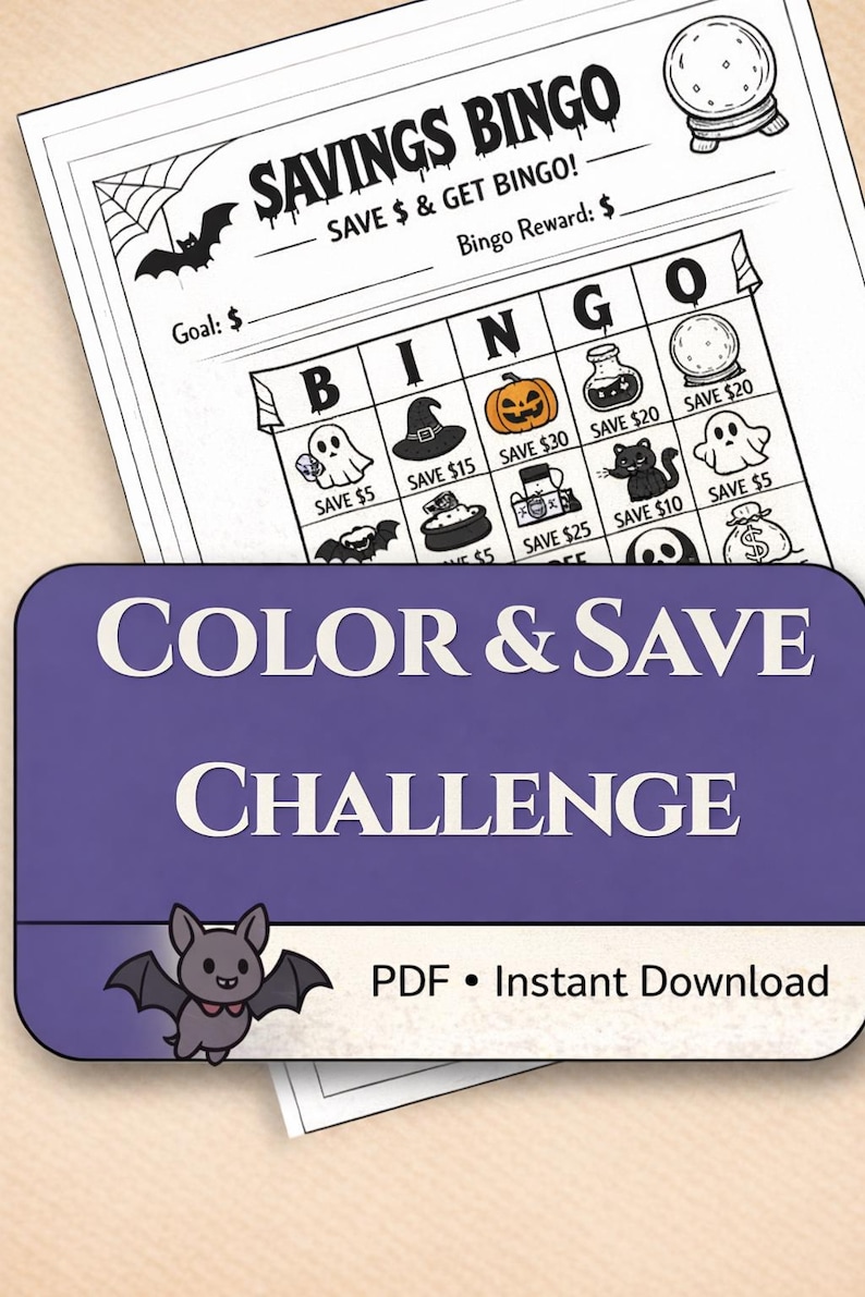 Savings Challenge Printable | Color & Save | Gothic Halloween Budget ...