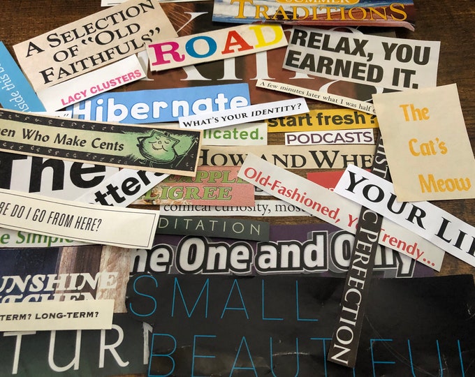 Words & Phrases Theme Collage Kit Junk Journal Supplies Vintage/modern ...