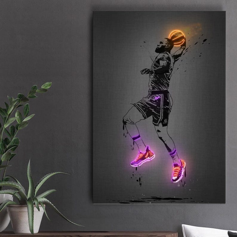 Lebron James Poster Los Angeles Lakers Canvas NBA Wall Art Basketball ...