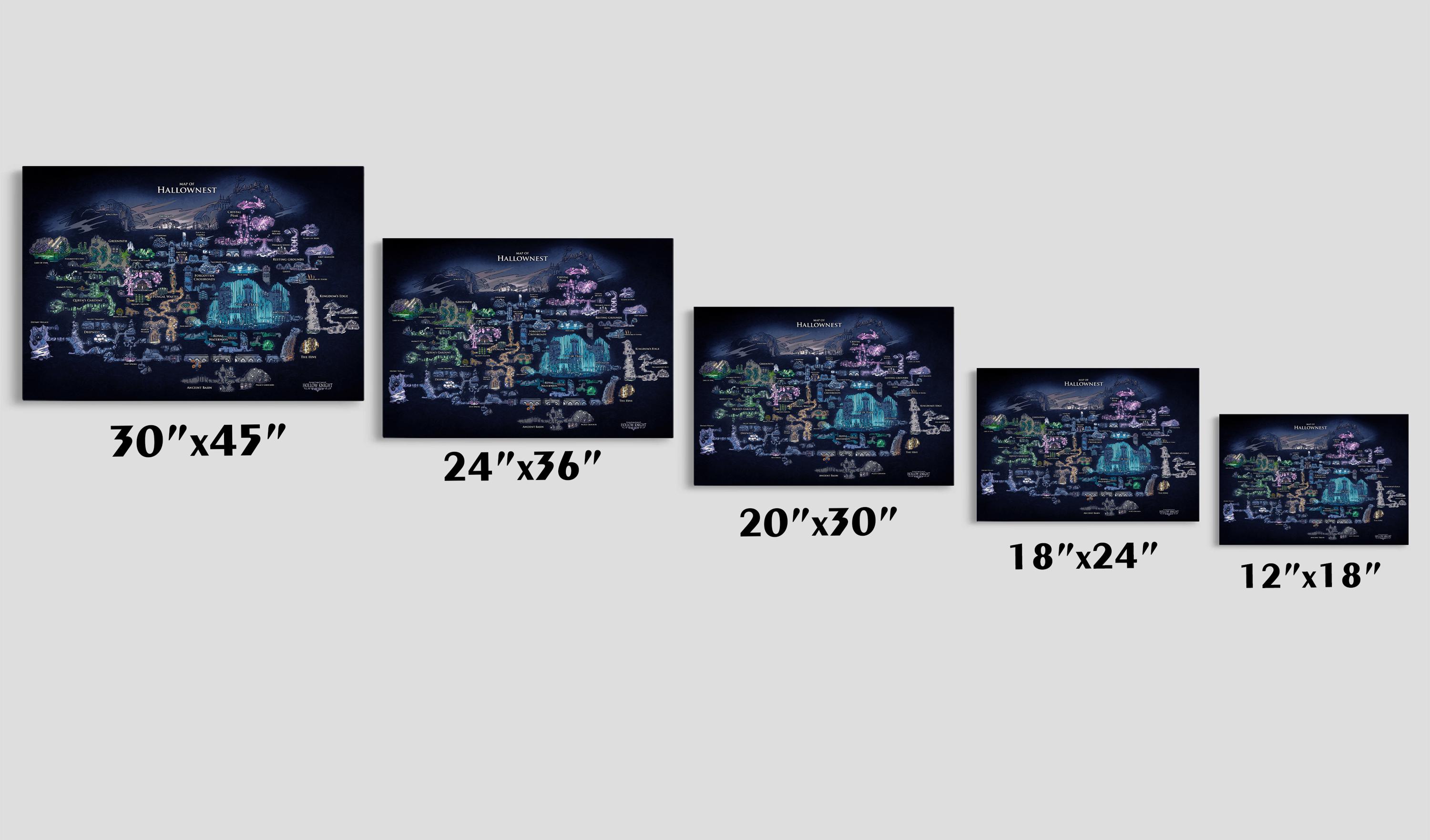 Hollow Knight Map Poster Hollownest World Map Canvas Game Wall Art ...