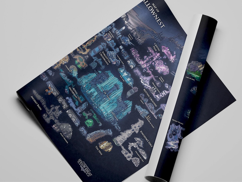 Hollow Knight Map Poster Hollownest World Map Canvas Game Wall Art ...