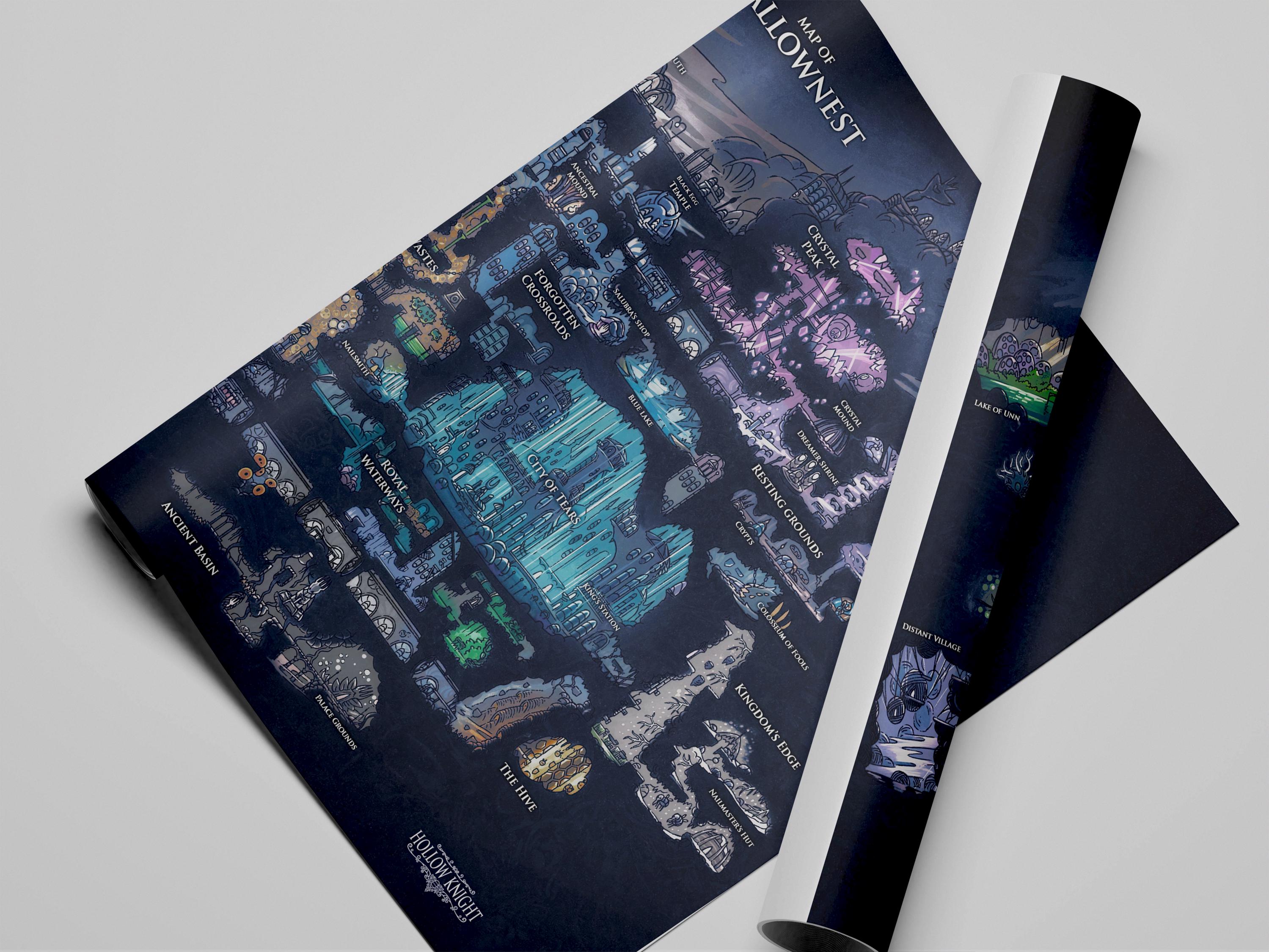 Hollow Knight Map Poster Hollownest World Map Canvas Game Wall Art ...