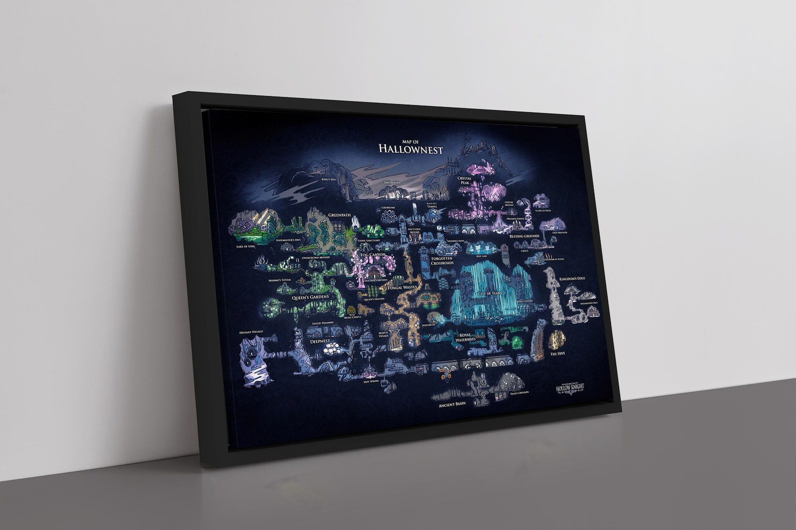 Hollow Knight Map Poster Hollownest World Map Canvas Game Wall Art ...