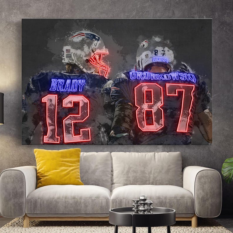 Tom Brady Rob Gronkowski Poster New England Patriots Canvas NFL Player ...