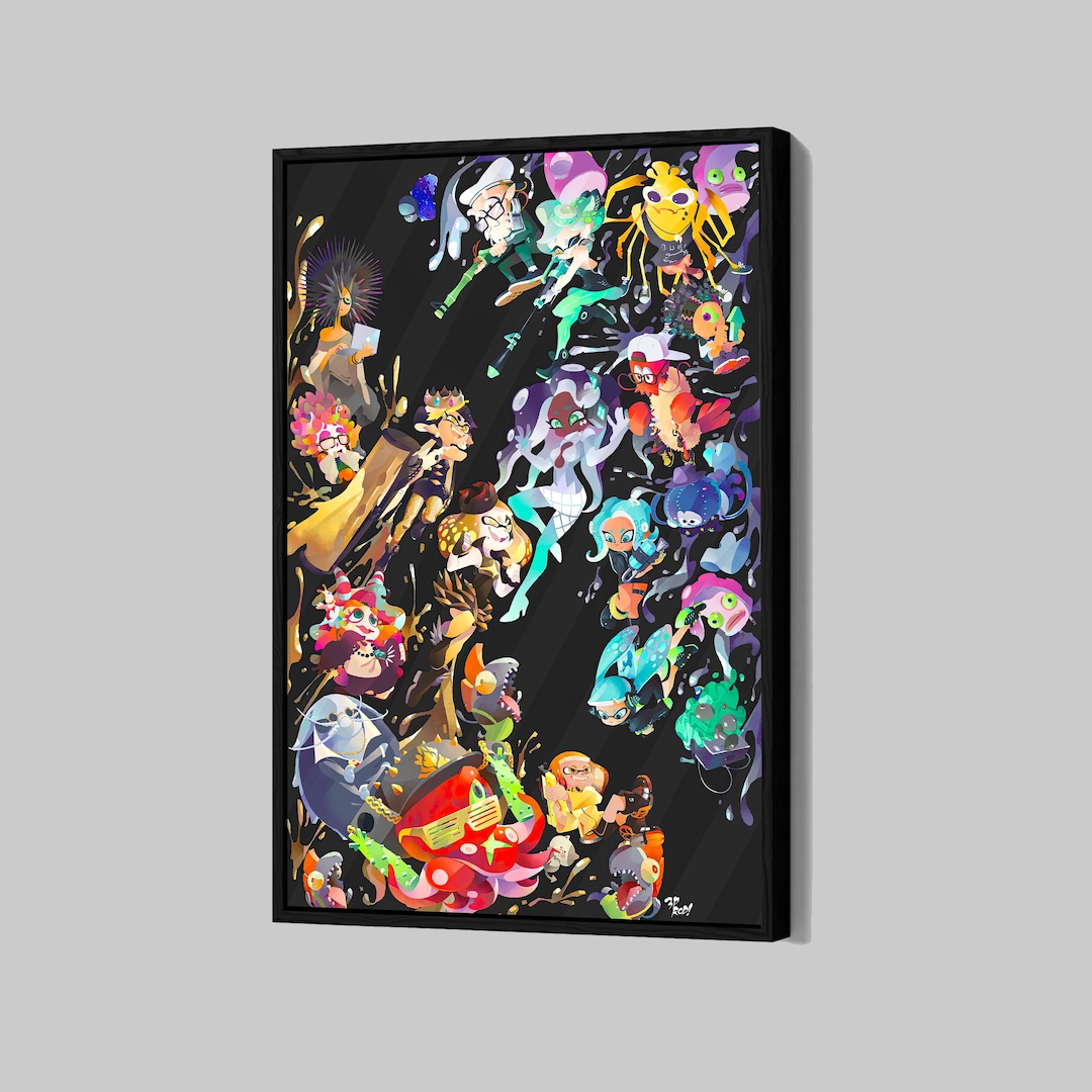 Splatoon Poster Shooter Canvas Video Game Wall Art Gaming Room Framed ...