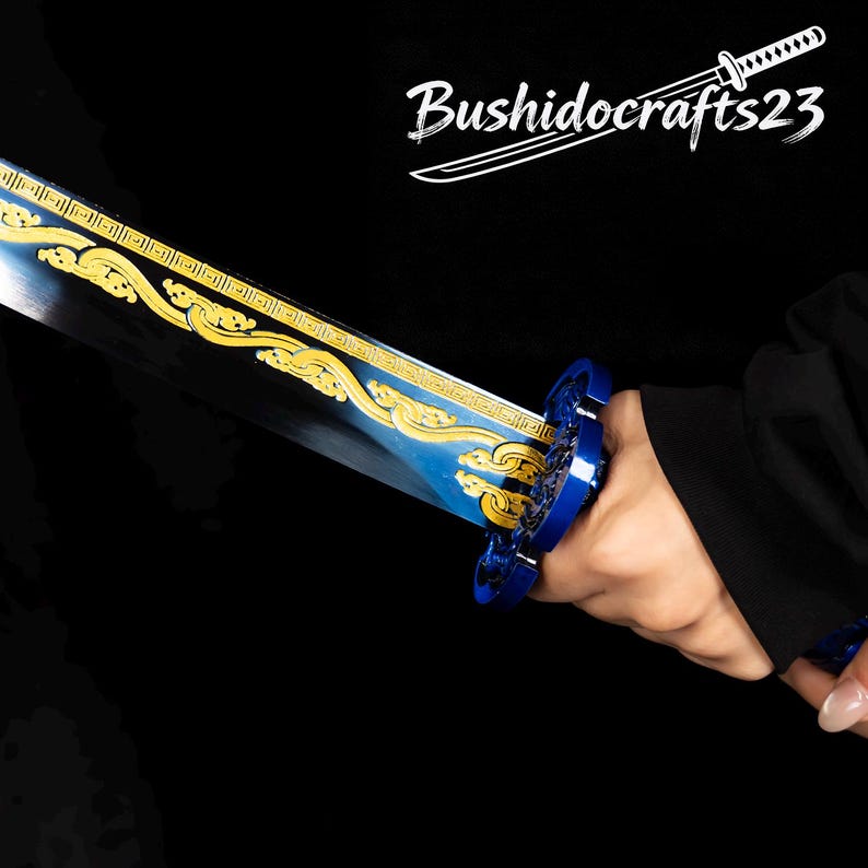 Handmade Blue Dragon Katana Sword – Full Tang Samurai Sword, 1060 ...