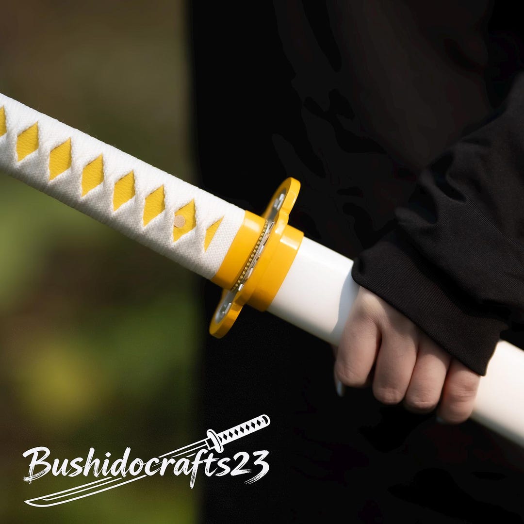 Handmade Zenitsu Nichirin Sword | Custom White & Yellow Lightning Blade ...