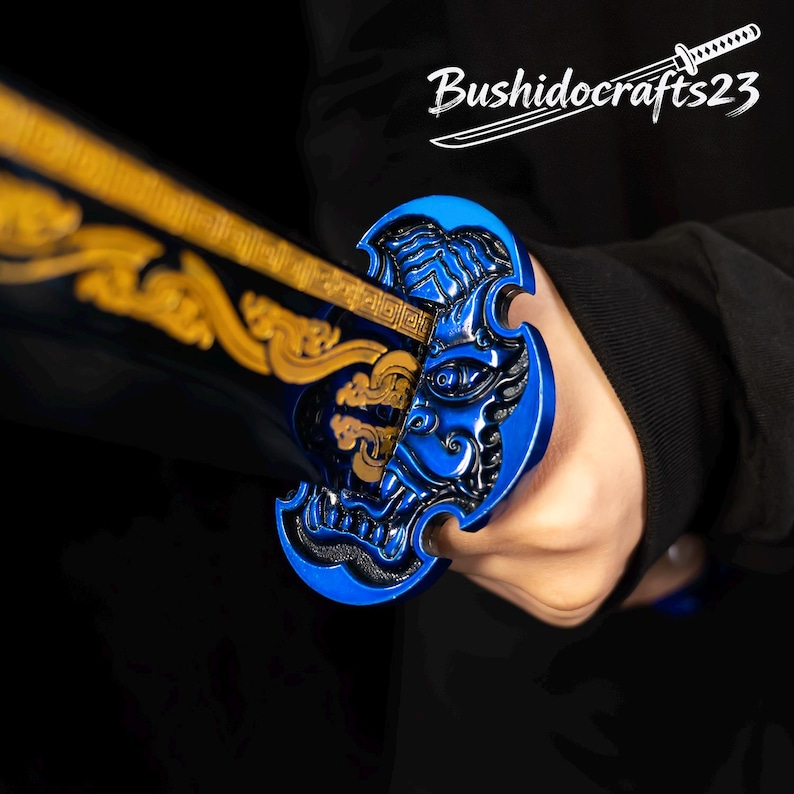 Handmade Blue Dragon Katana Sword – Full Tang Samurai Sword, 1060 ...