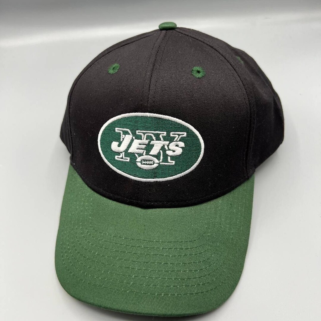 Vintage New York Jets Hat Men Green Black NFL Team Apparel Strap Back ...