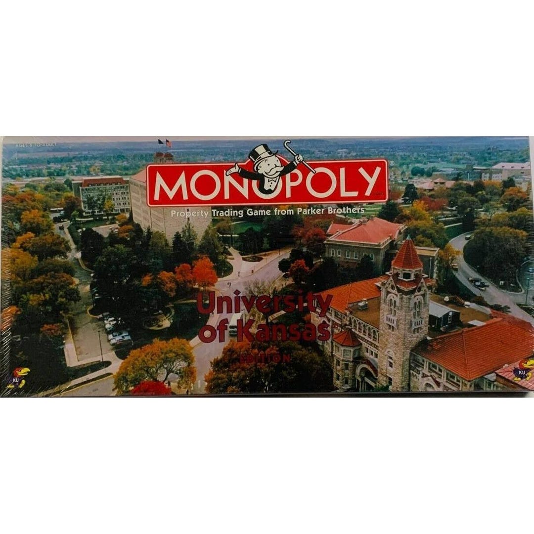 Vintage Monopoly University of Kansas Edition 1998 Board Game Hasbro ...