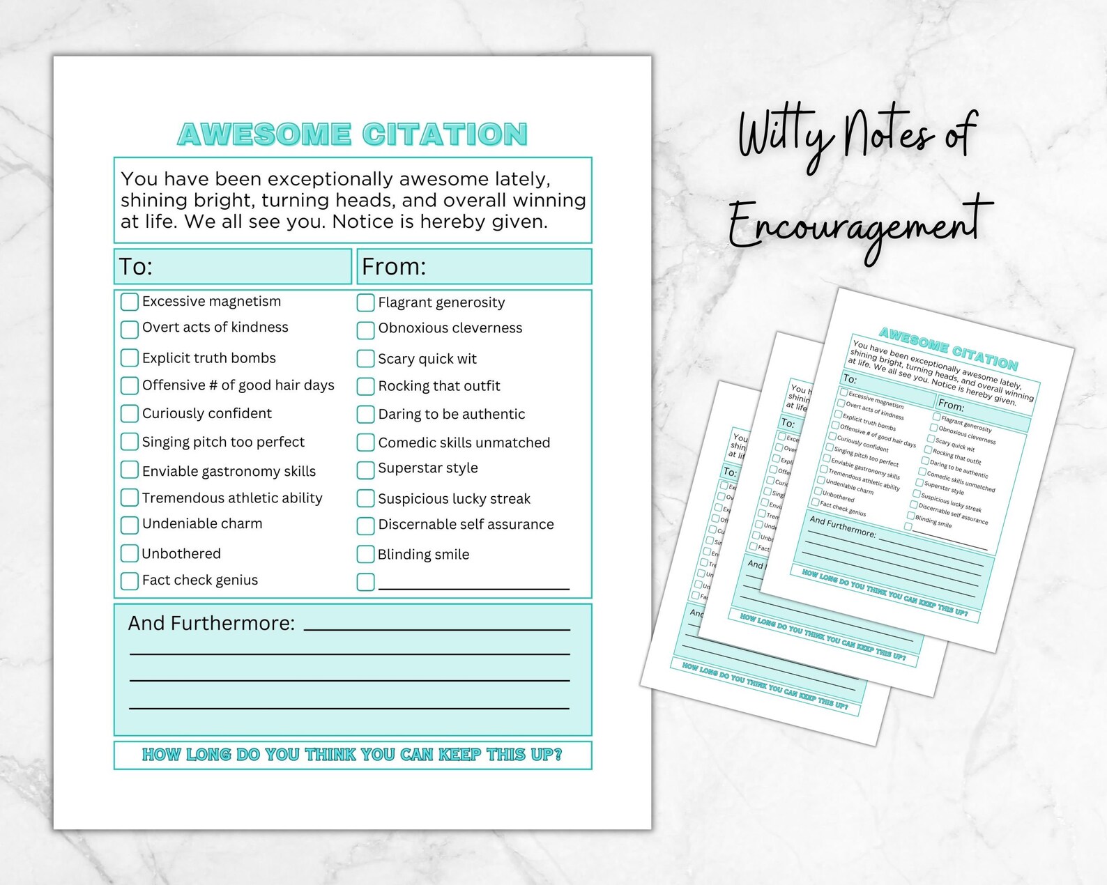 Teen Affirmation Certificate Printable | Funny Encouragement Award for ...