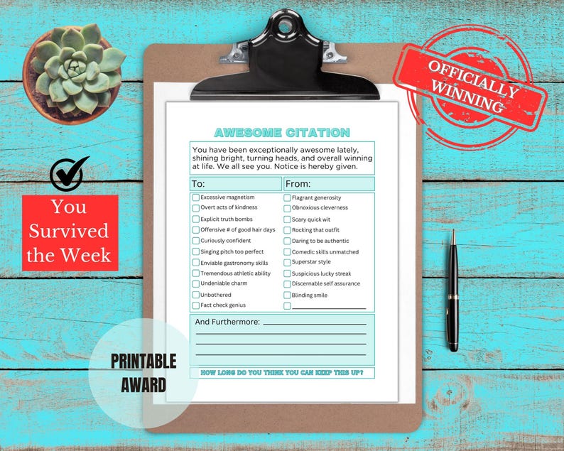 Teen Affirmation Certificate Printable | Funny Encouragement Award for ...