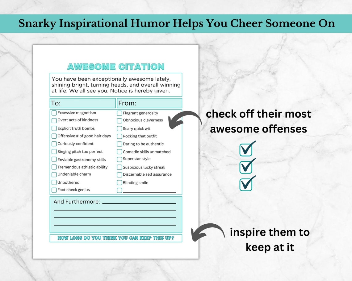 Teen Affirmation Certificate Printable | Funny Encouragement Award for ...