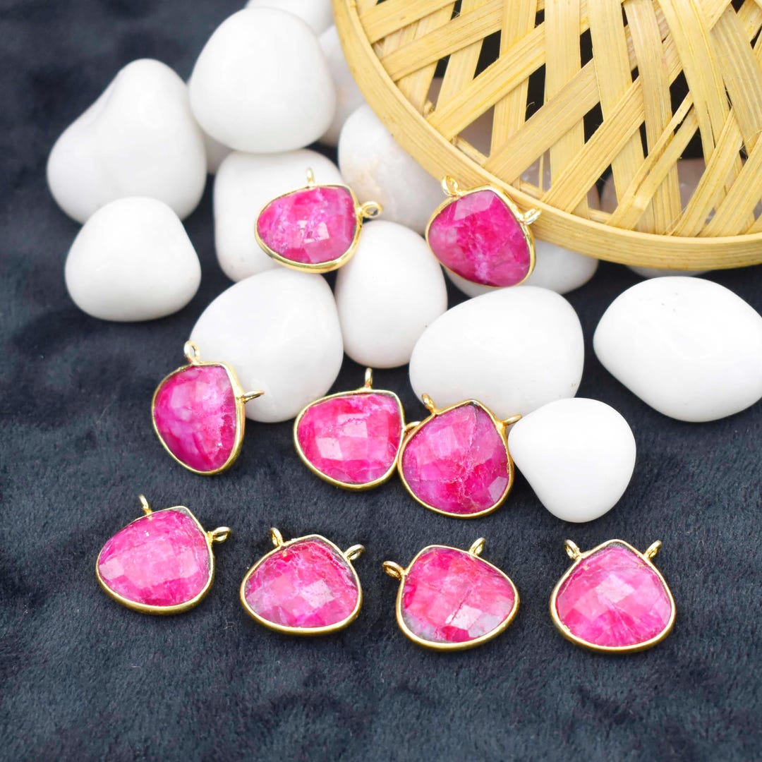 Ruby Heart Shape Gemstone Pendant - Double Bail Bezel Set Pendant ...