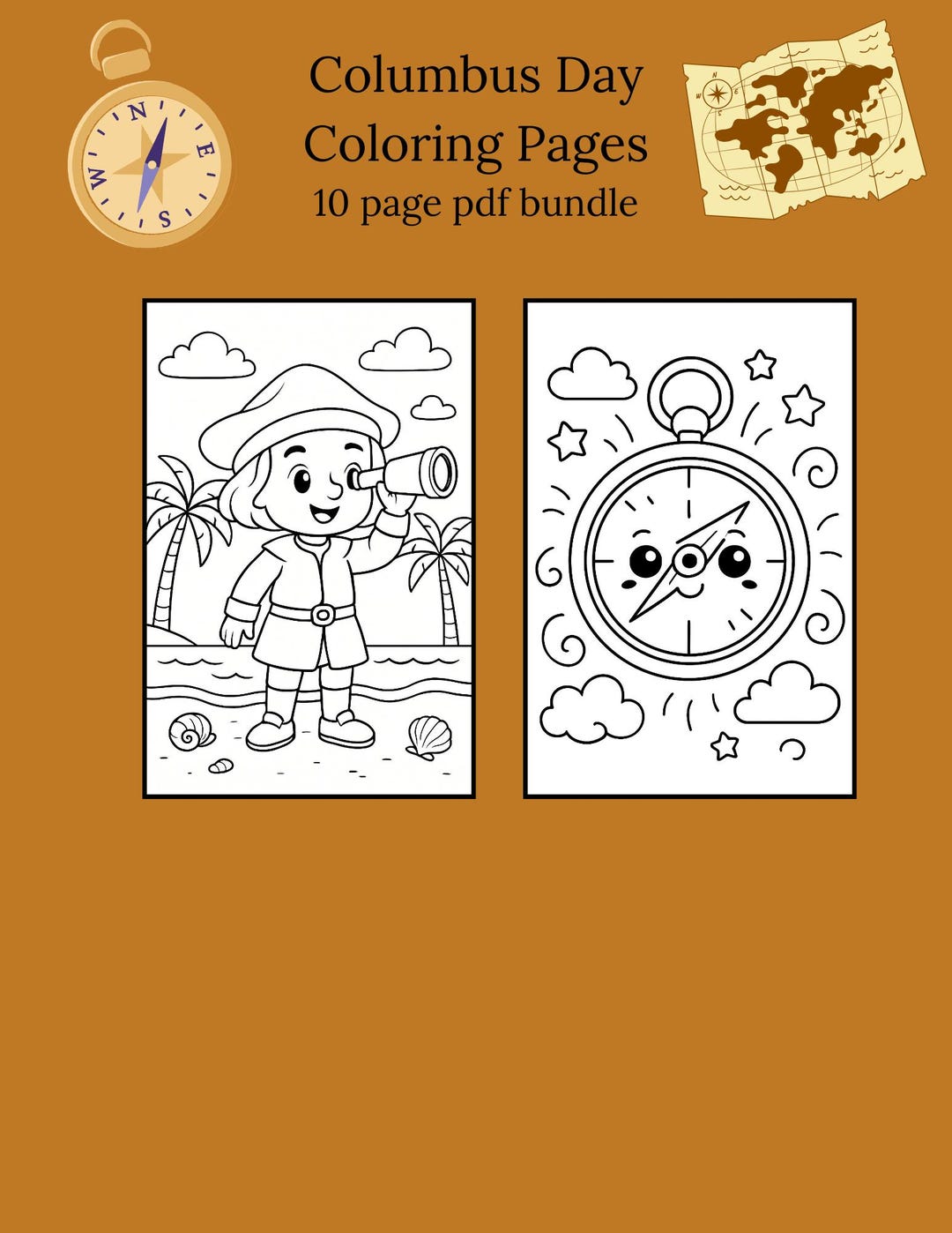 COLUMBUS DAY Coloring Pages - Etsy