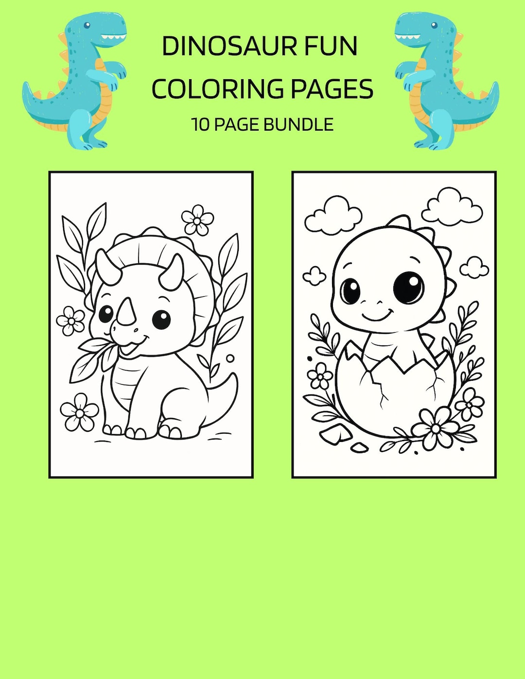 DINOSAUR FUN Coloring Pages - Etsy
