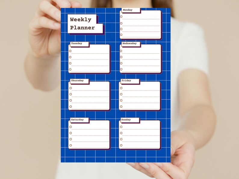Blue Weekly Planner/digital Printable Organizer/editable Undated ...