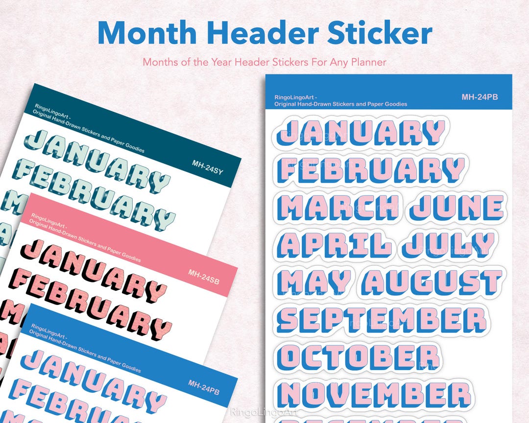 Month Header Planner Stickers / Months of the Year Sticker / Month ...