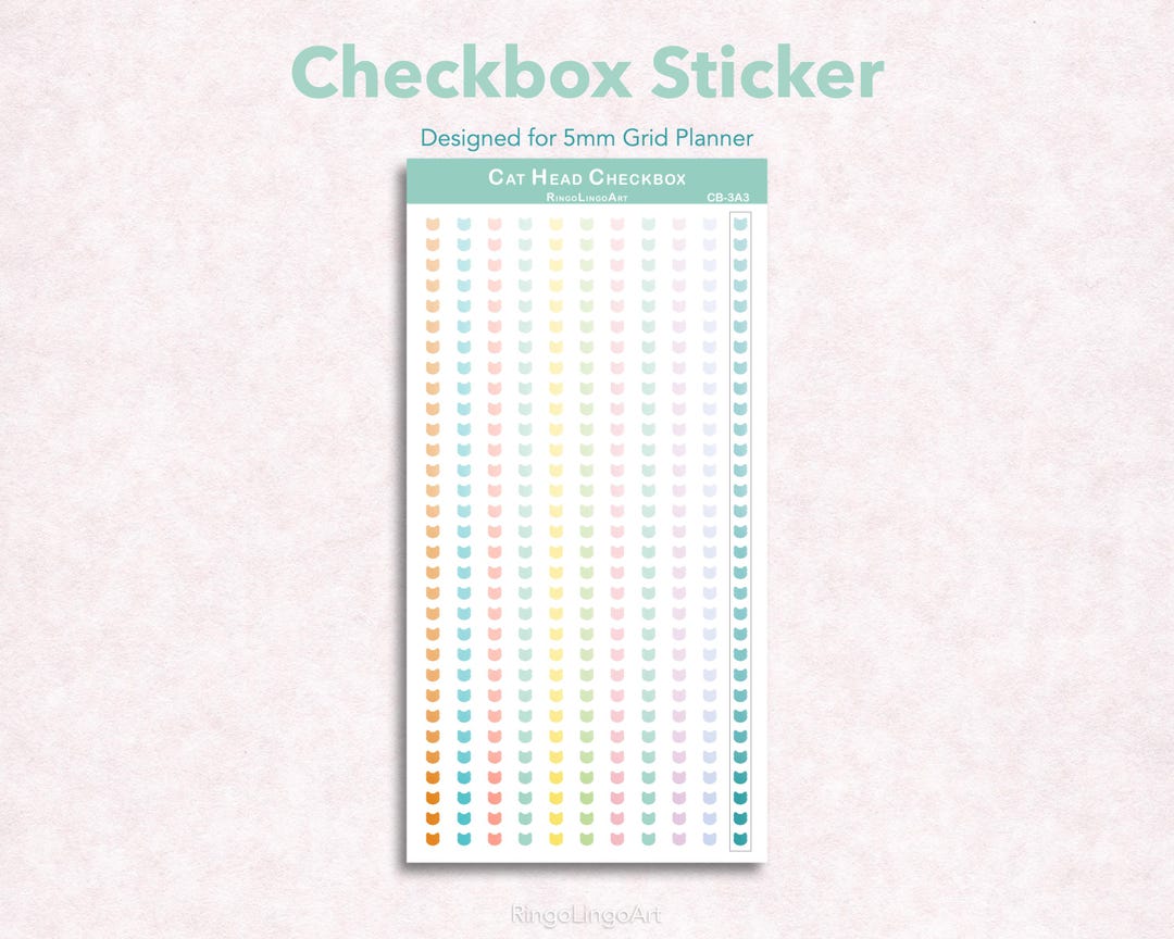 Cat Head Shape Checklist Planner Sticker for 5mm Grid Planner ...