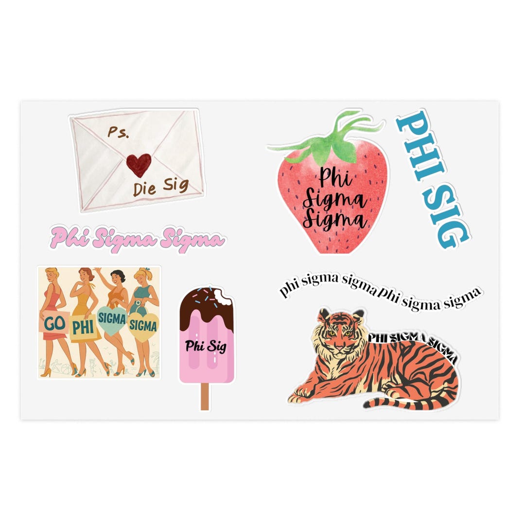 Phi Sigma Sigma Sticker Sheet - Sorority Decals, Laptop Stickers, Greek ...
