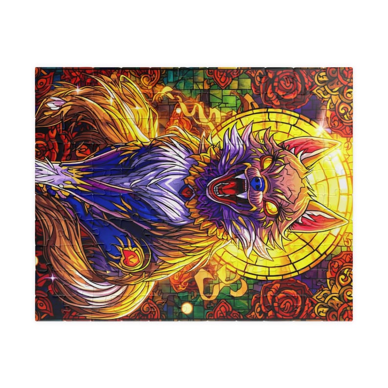Inugami Yokai Stained-glass Puzzle - High-res Upscaled Art, Japanese ...